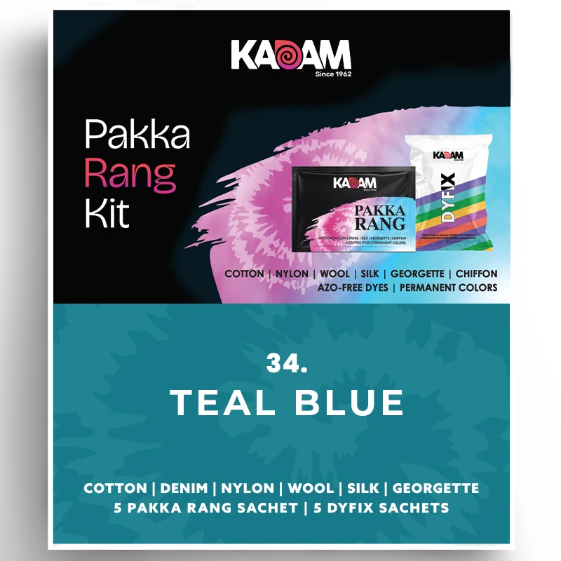Kadam Pakka Rang Kit- Teal Blue | Hot Water Fabric Dye – KadamColors